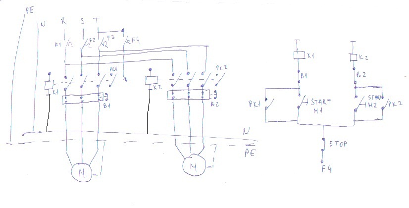 potrebna sema veze za pustanje u rad 2 trofazna elektro motora | www ...